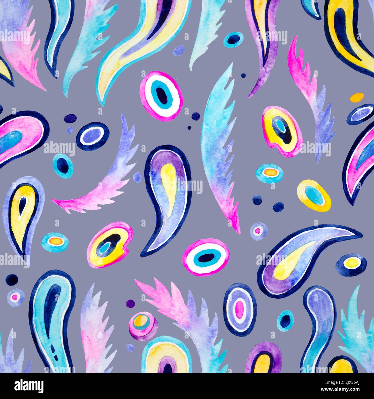 Psychedelic pattern with colorful watercolor abstract shapes. Bright ...