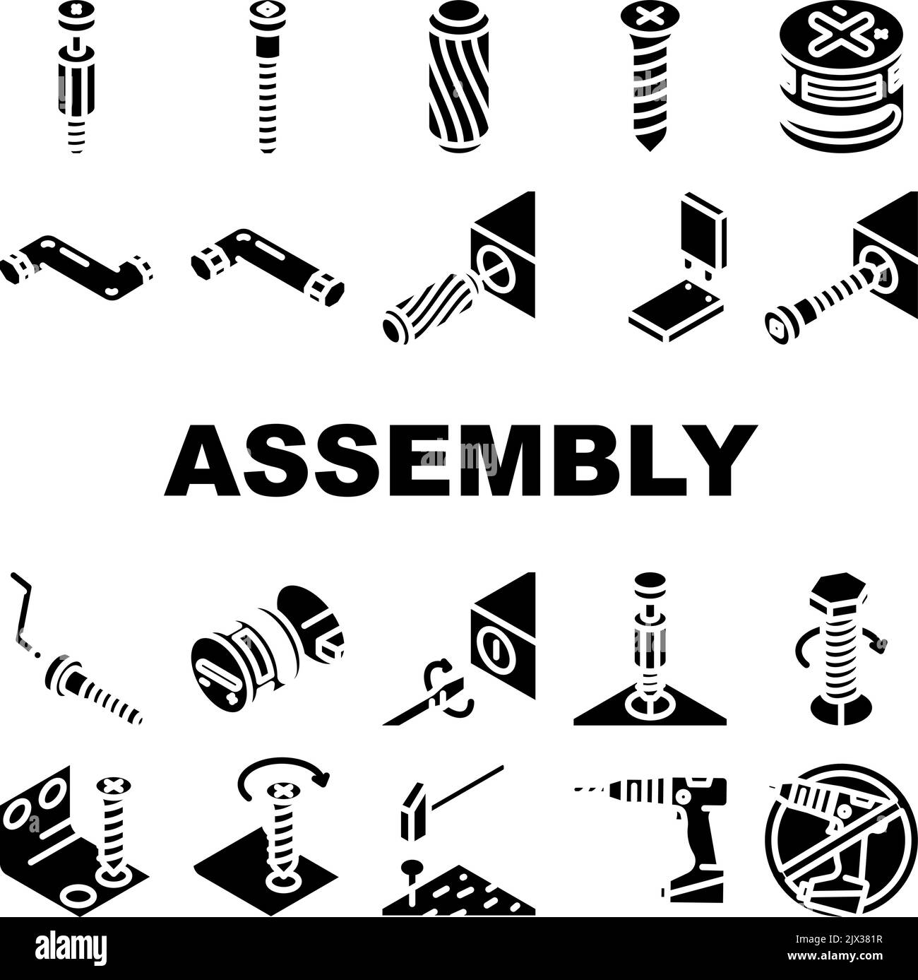 assembly instruction furniture icons set vector Stock Vector Image ...