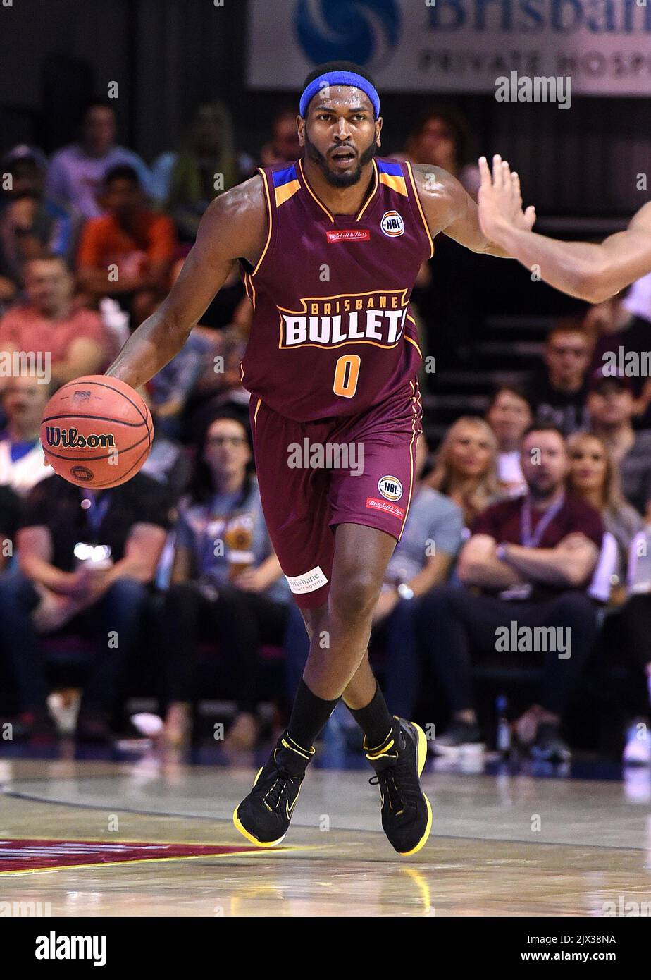 Jermaine Beal of the Brisbane Bullets (left) in action during their ...