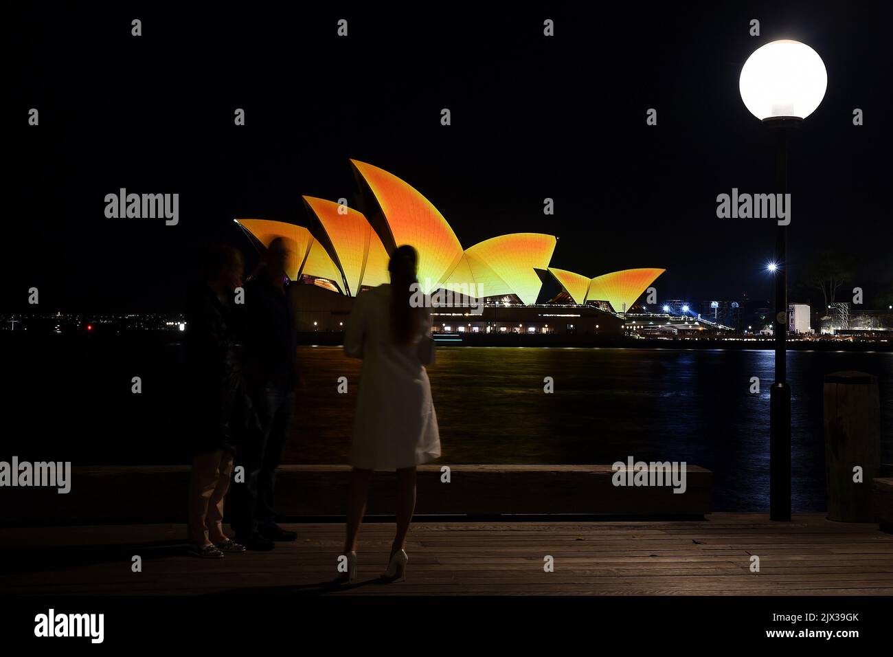 The Sydney Opera House is seen illuminated gold to celebrate Diwali ...