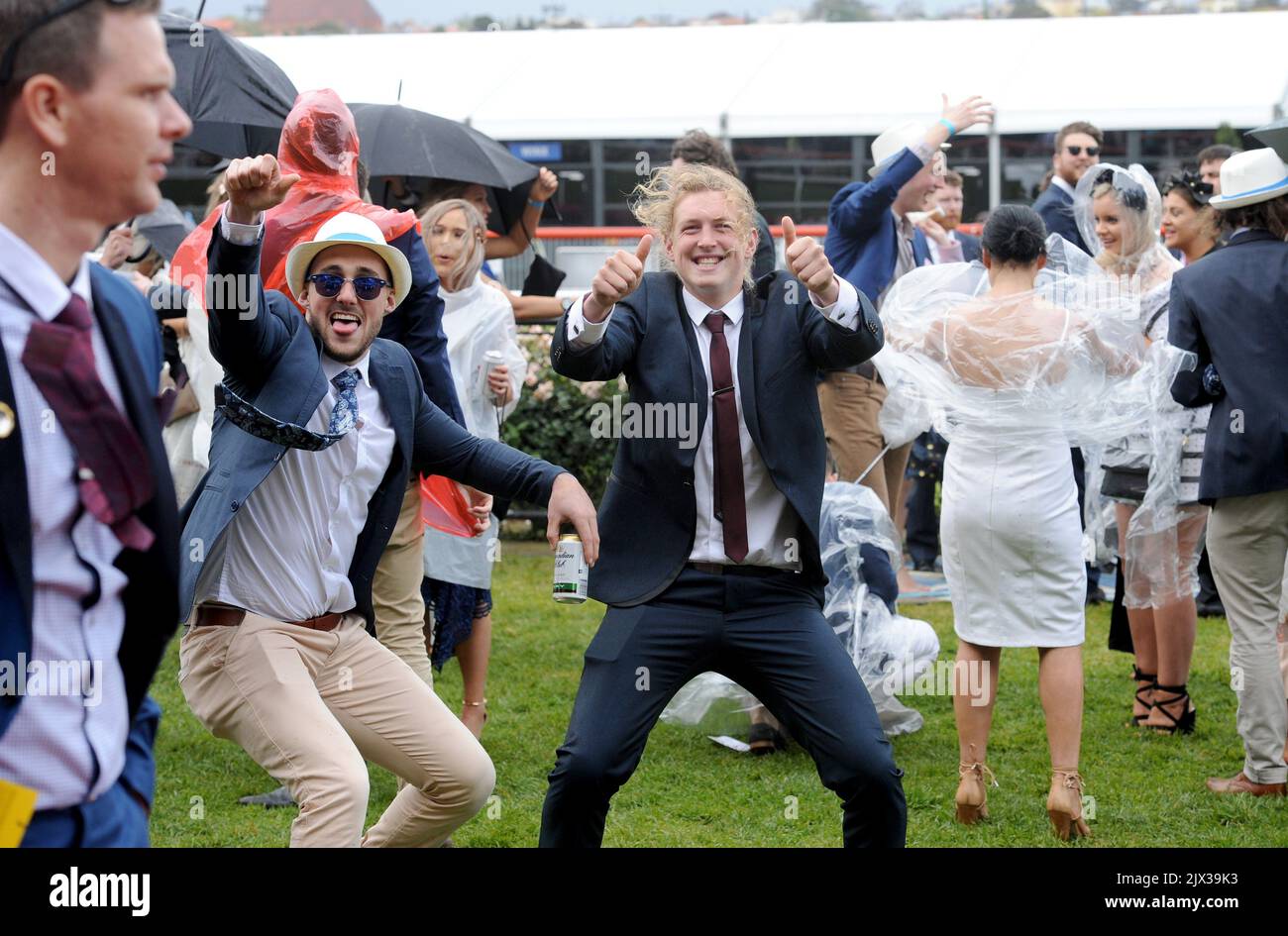 Racegoers enjoy themselves on Cox Plate Day at Moonee Valley Racecourse ...