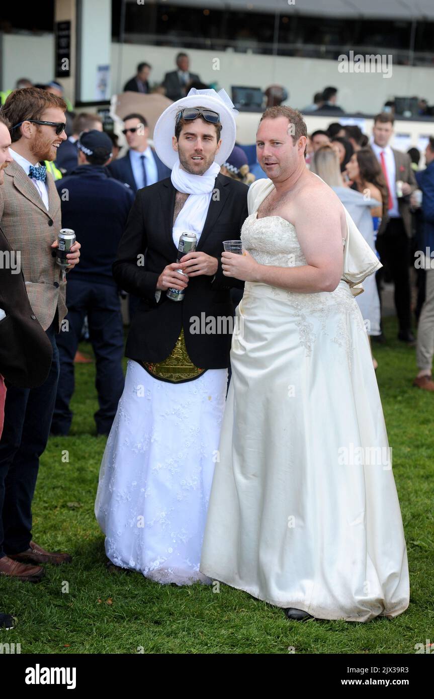 Racegoers arrive on Cox Plate Day at Moonee Valley Racecourse in ...
