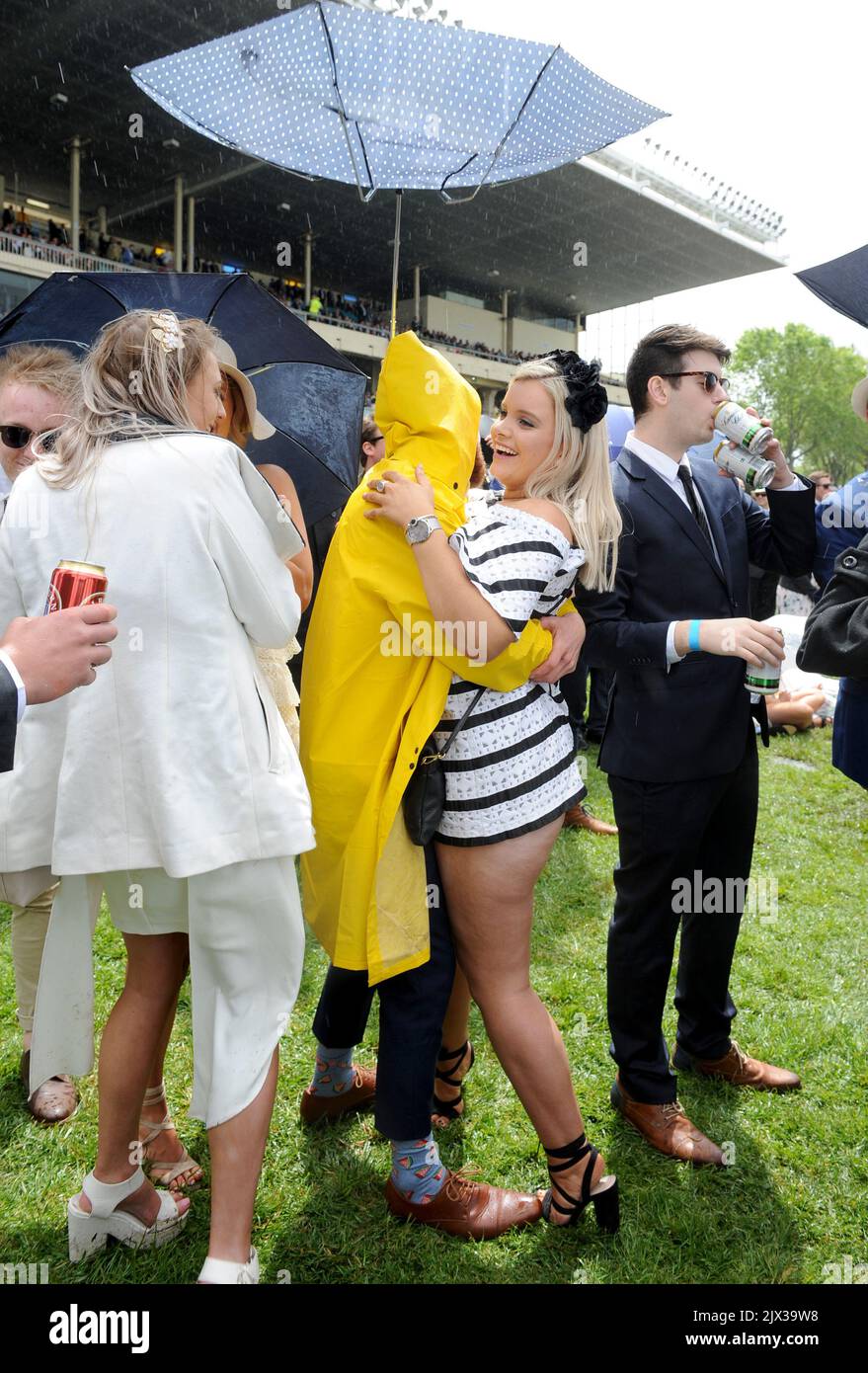 Racegoers enjoy themselves on Cox Plate Day at Moonee Valley Racecourse ...