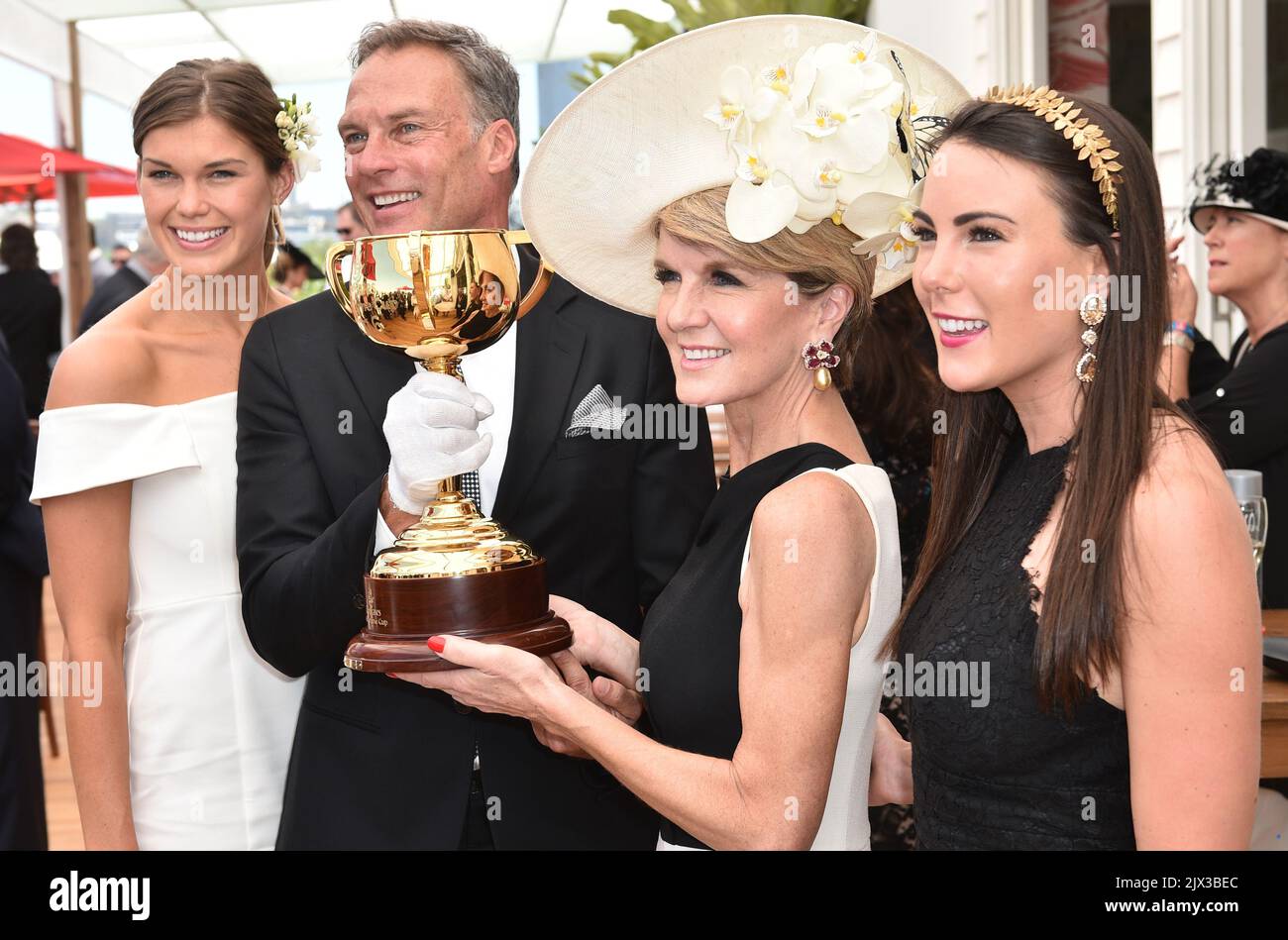 David Panton (left) and Julie Bishop pose for a photo with David two ...