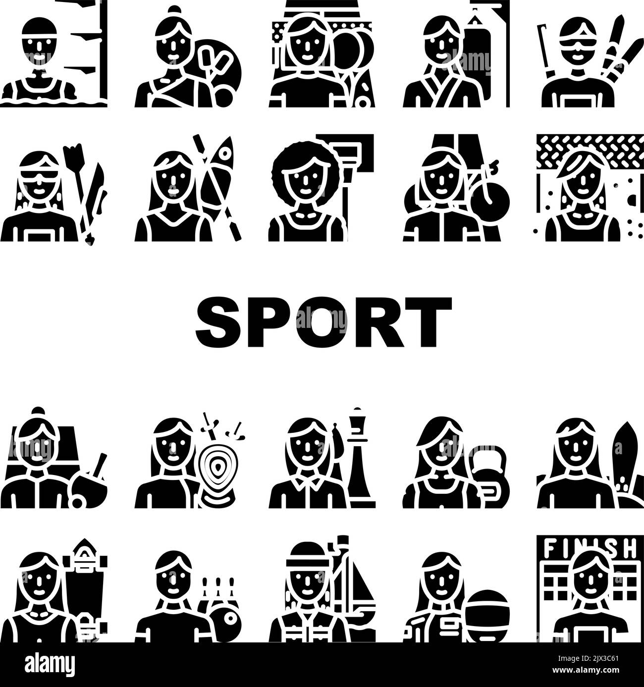 female sport woman exercise icons set vector Stock Vector Image & Art ...
