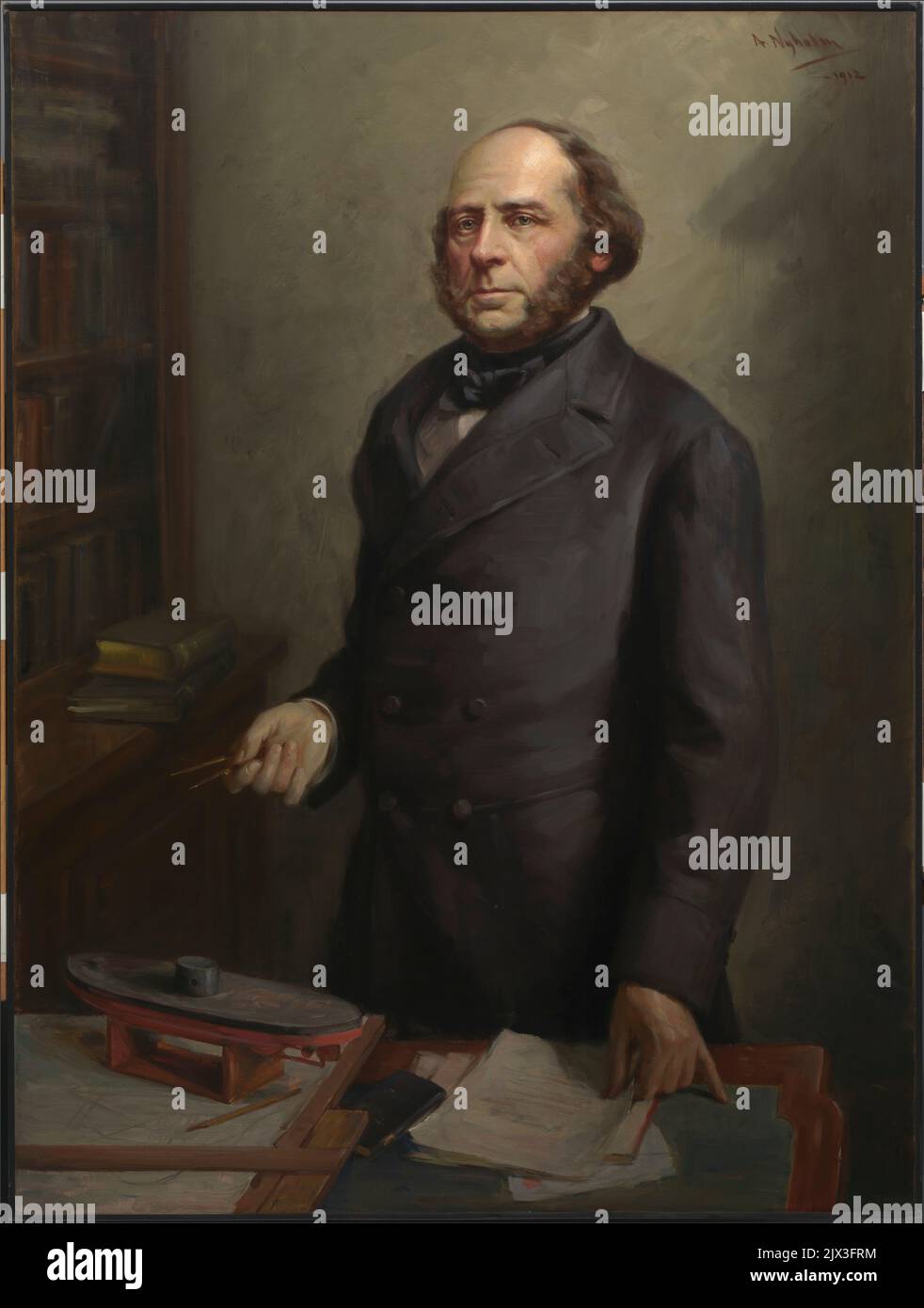 Oil painting of John Ericsson (1803-1889), Swedish-American inventor ...
