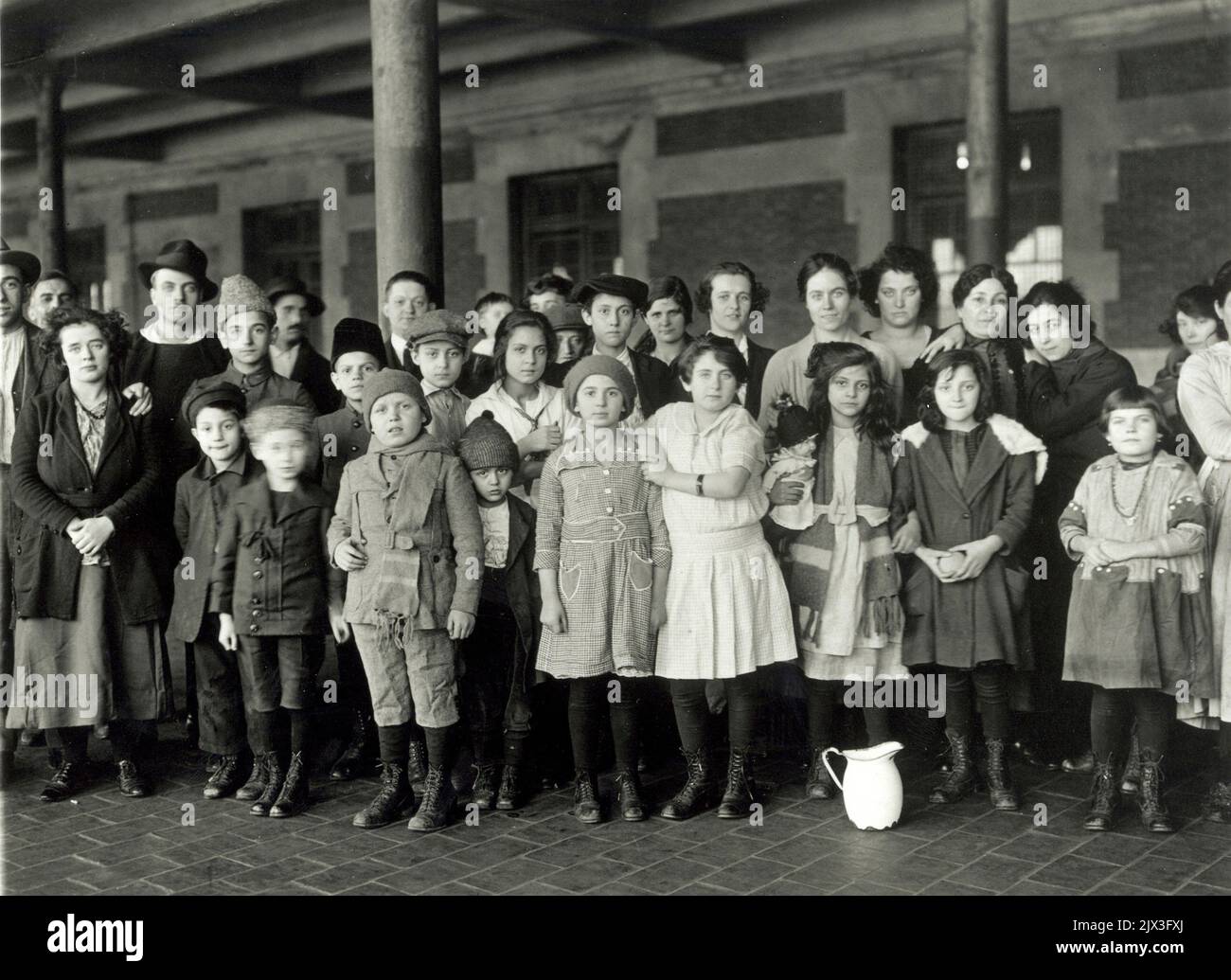 Immigrant children at Ellis Island, New York, USA, photographed c. 1908 ...