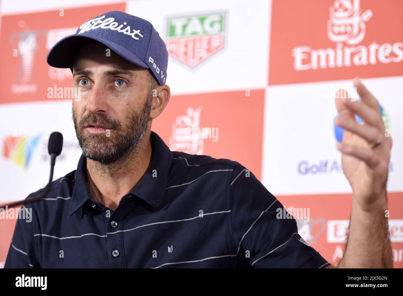 Australian Geoff Ogilvy answers a question during a press conference ...