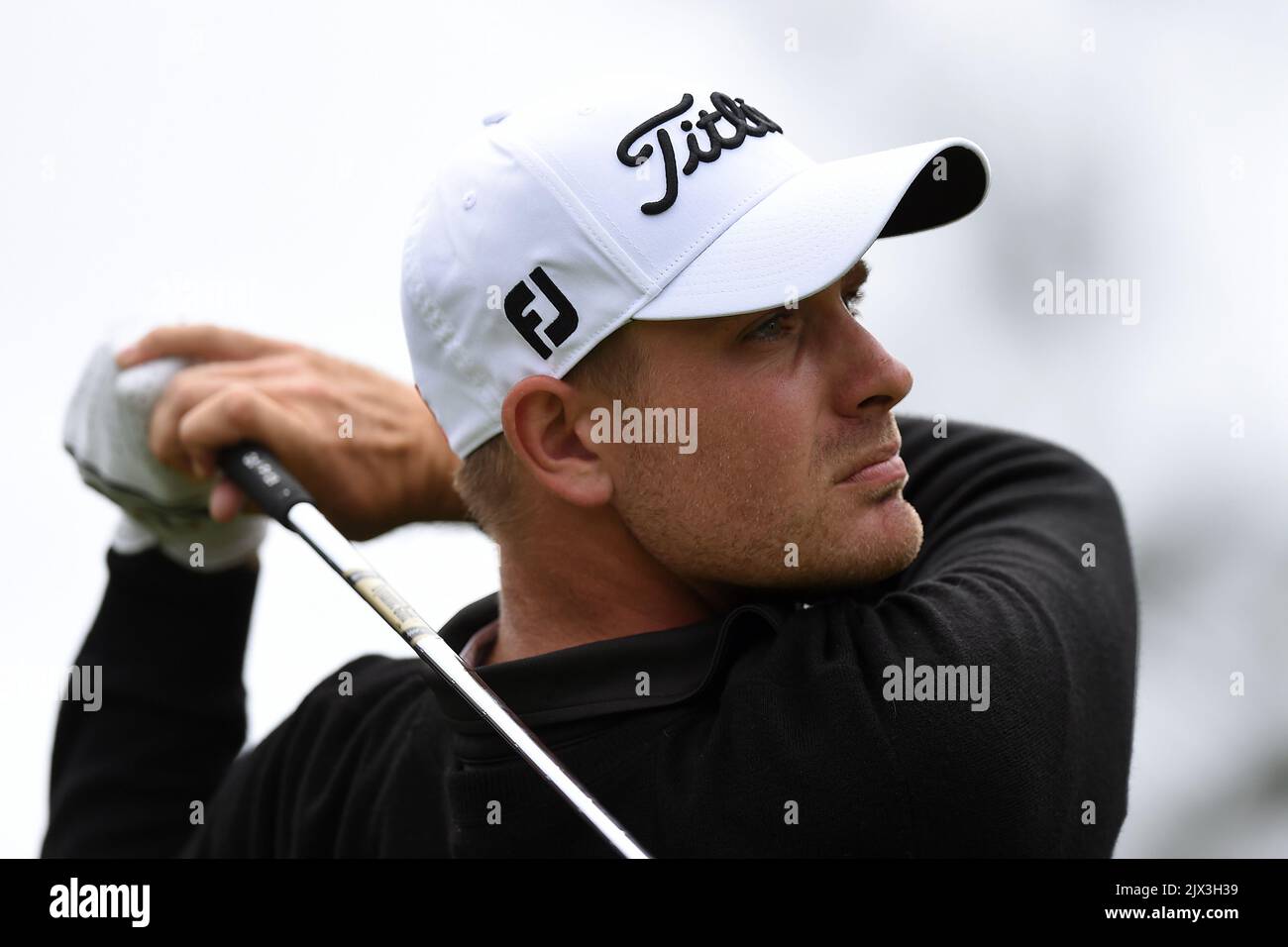 Australiaâ€™s Jake Higginbottom tees off on the 17th hole during round ...