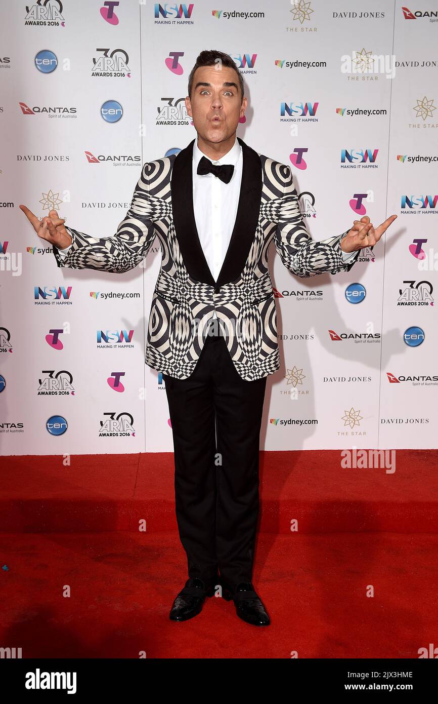 British singer Robbie Williams arrives at the 30th ARIA Awards at The ...