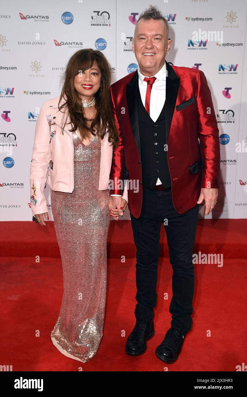 Jimmy Barnes (right) and Jane Mahoney arrive at the 30th ARIA Awards at ...