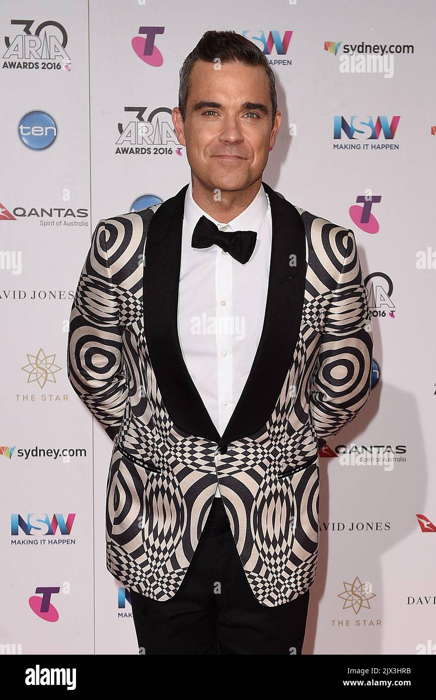 British singer Robbie Williams arrives at the 30th ARIA Awards at The ...