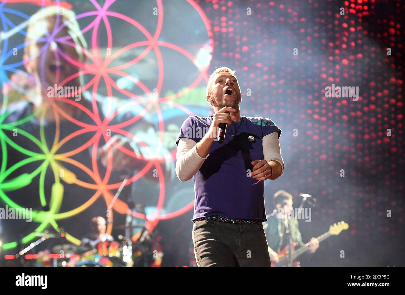 Chris Martin, lead singer of British rock band Coldplay, performs at ...