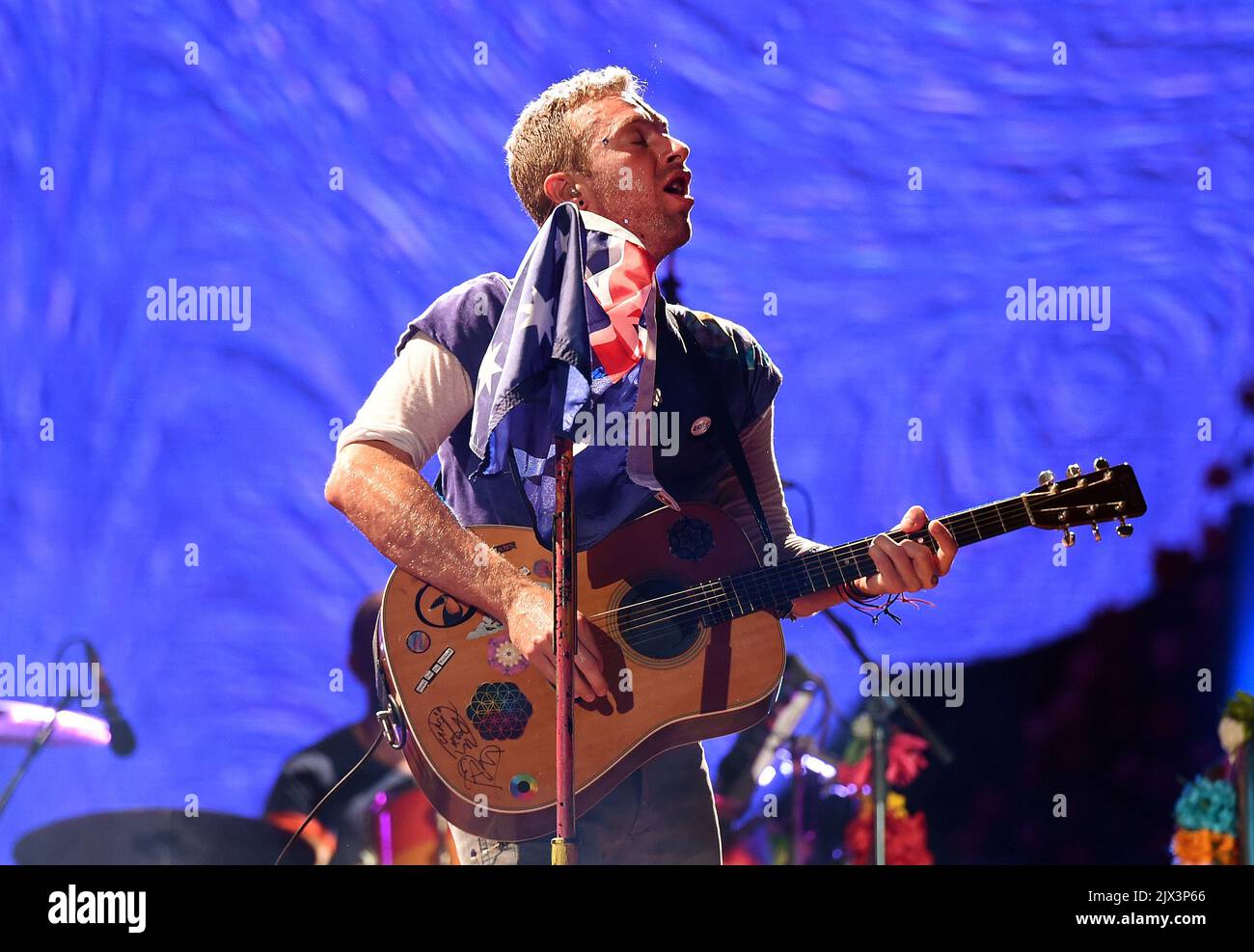 Chris Martin, lead singer of British rock band Coldplay, performs at ...