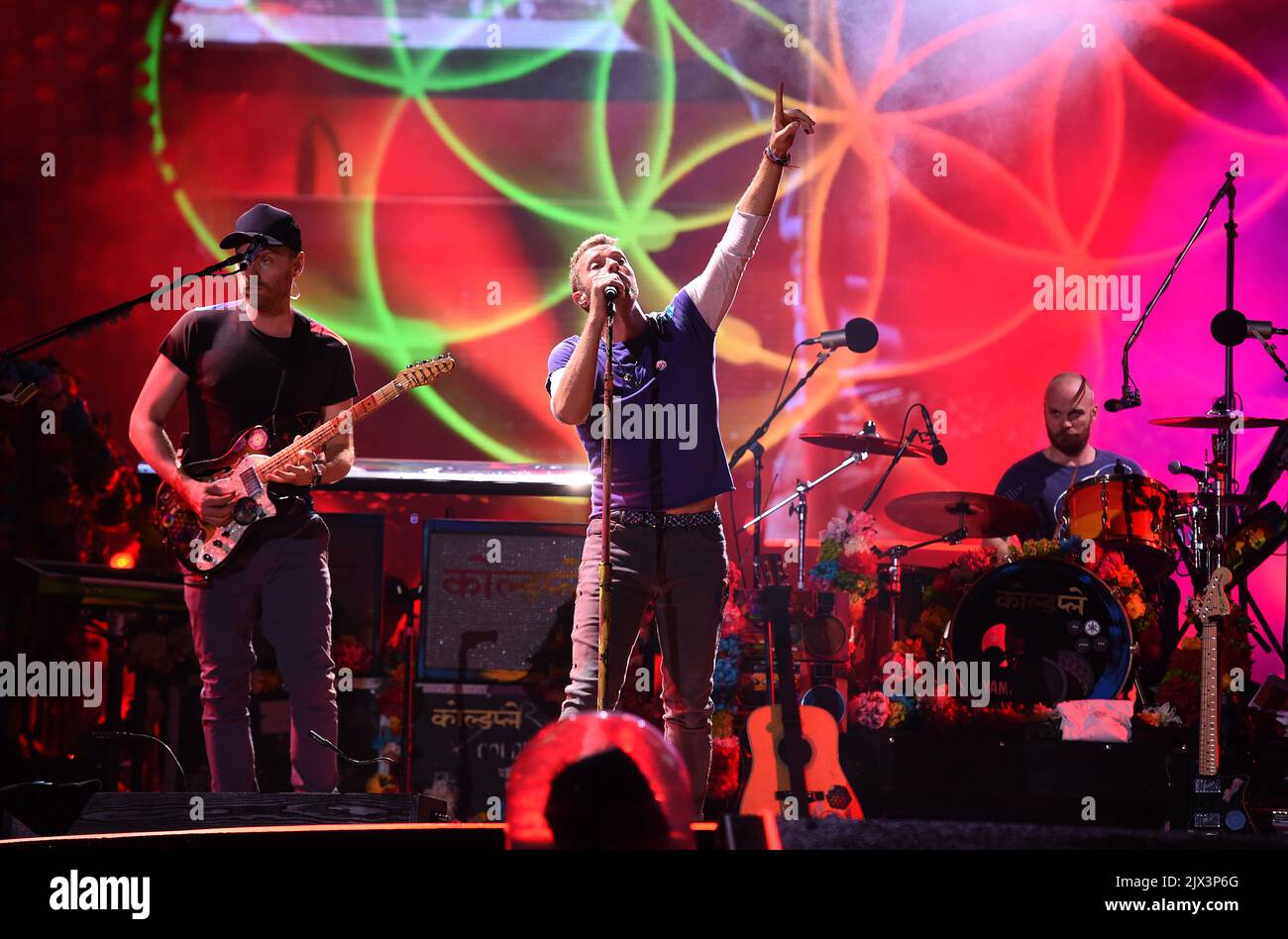 Chris Martin, lead singer of British rock band Coldplay, performs at ...
