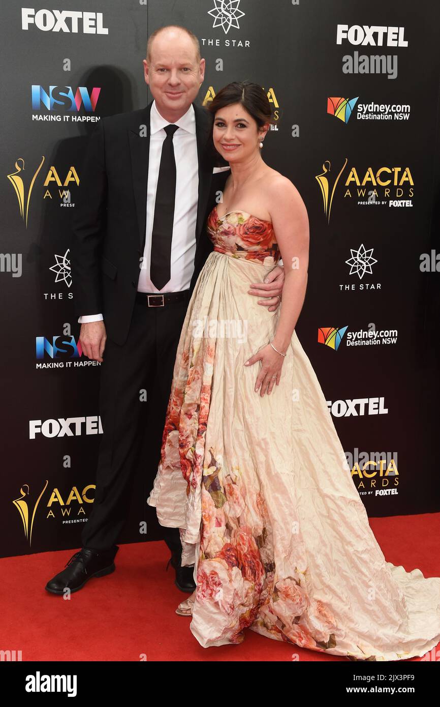 Tom Gleeson and his wife Ellie Parker on the red carpet for the AACTA ...