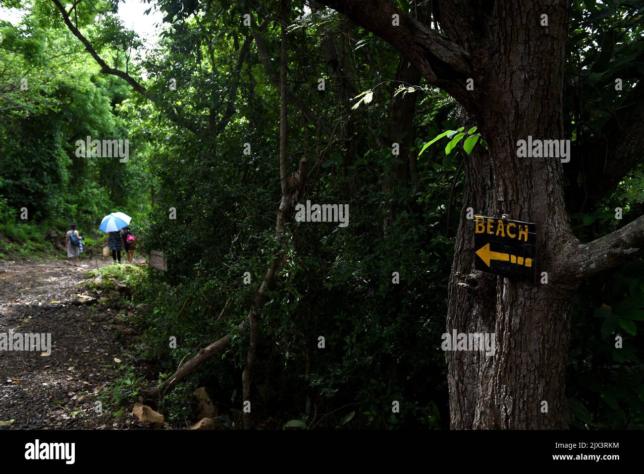 Sign for Pasir Putih or 'White Sand Beach', in Bali, Indonesia, on ...