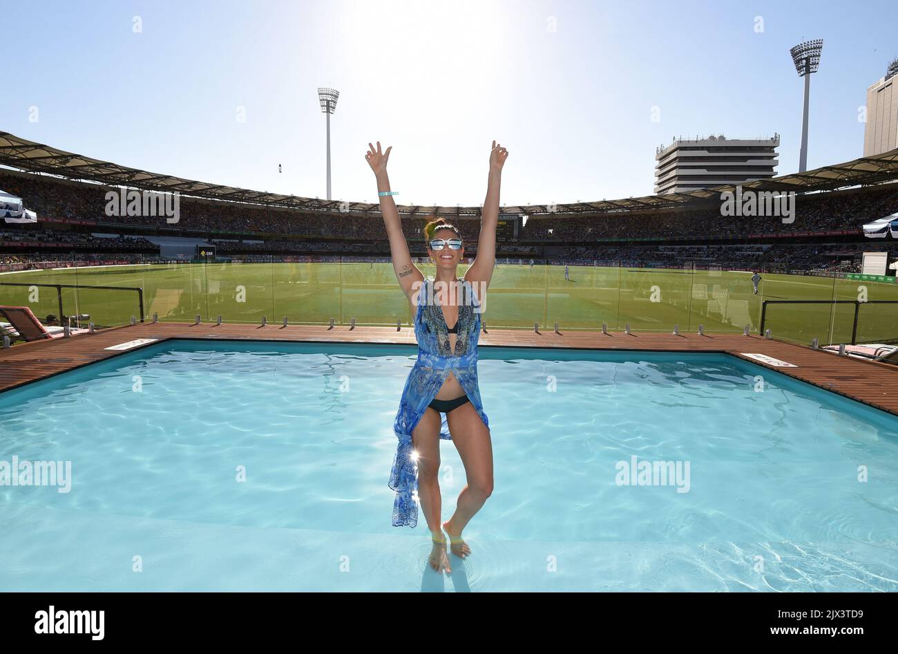 Olympic champion swimmer Stephanie Rice cools down on the Pool Deck ...