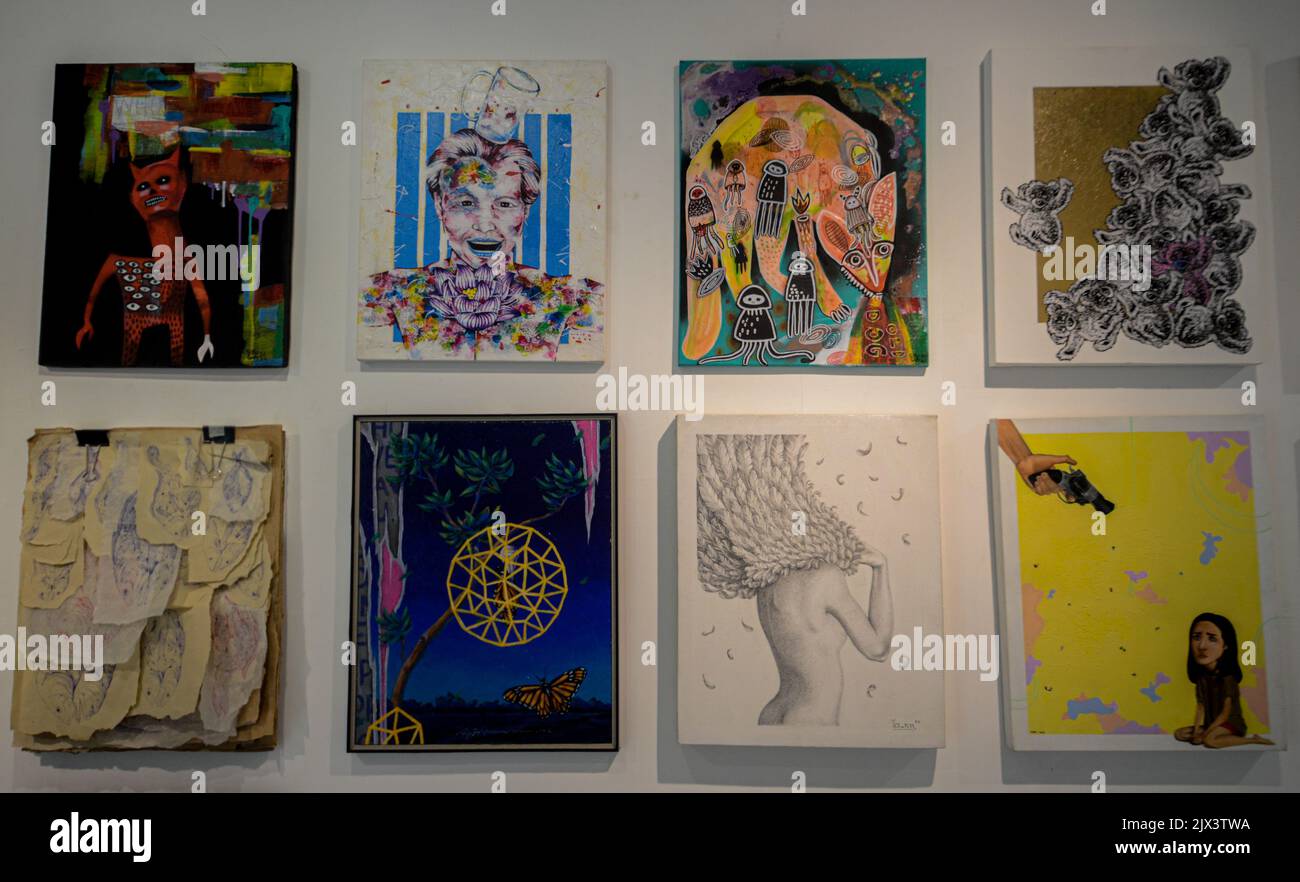 Malang, Indonesia. 06th Sep, 2022. Paintings on display at the painting ...
