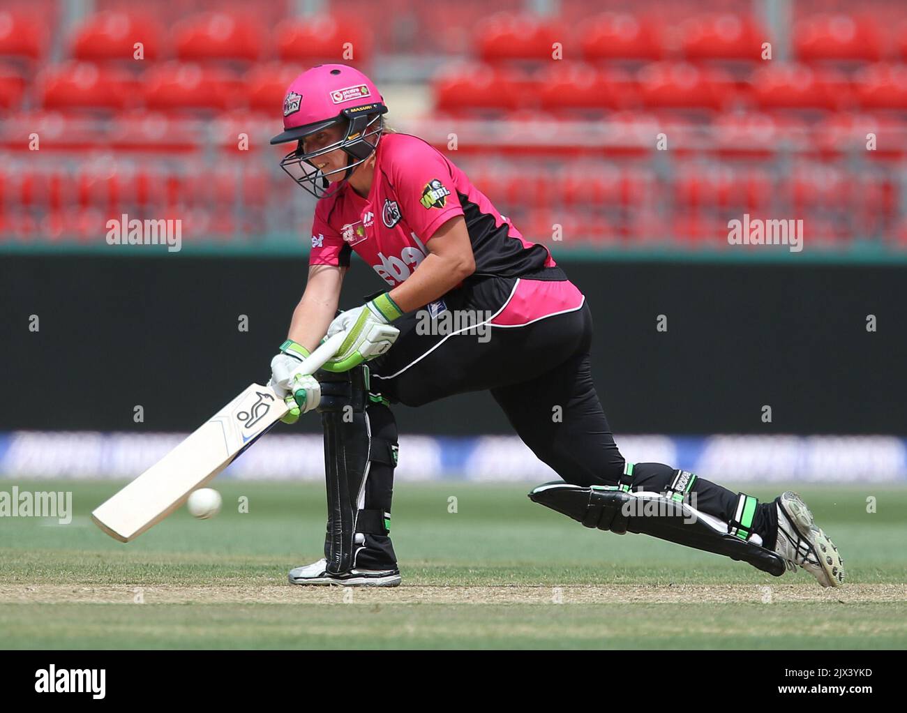 Alyssa Healy of the Sixers reverse sweeps during the WBBL T20 match ...