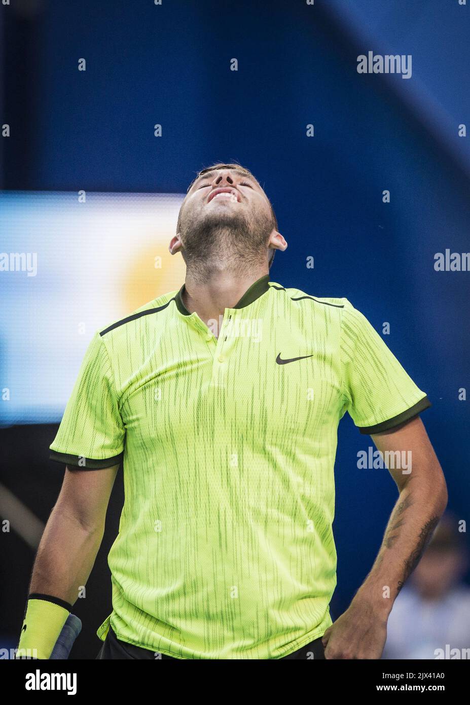 Dan Evans of Great Britain during the men's singles match between Great ...