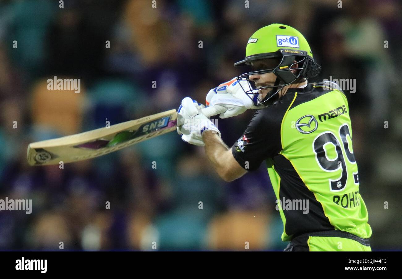 Ben Rohrer for the Thunder during the Big Bash League (BBL) T20 match ...