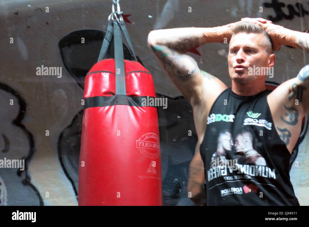 Australian boxer Danny Green is seen during a training session in ...