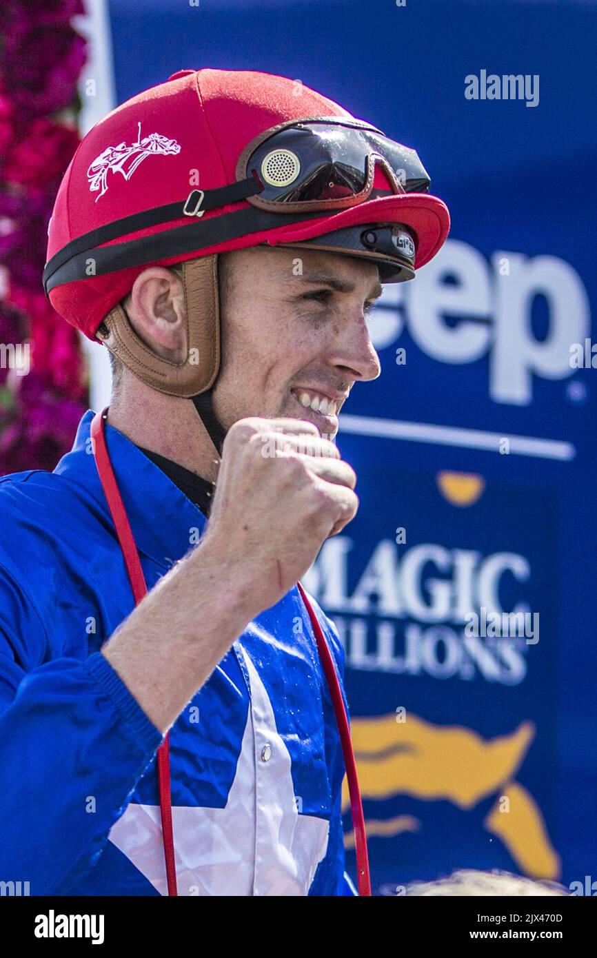 Jockey Tye Angland riding Flying Jess wins the 3YO Guineas at the Magic ...