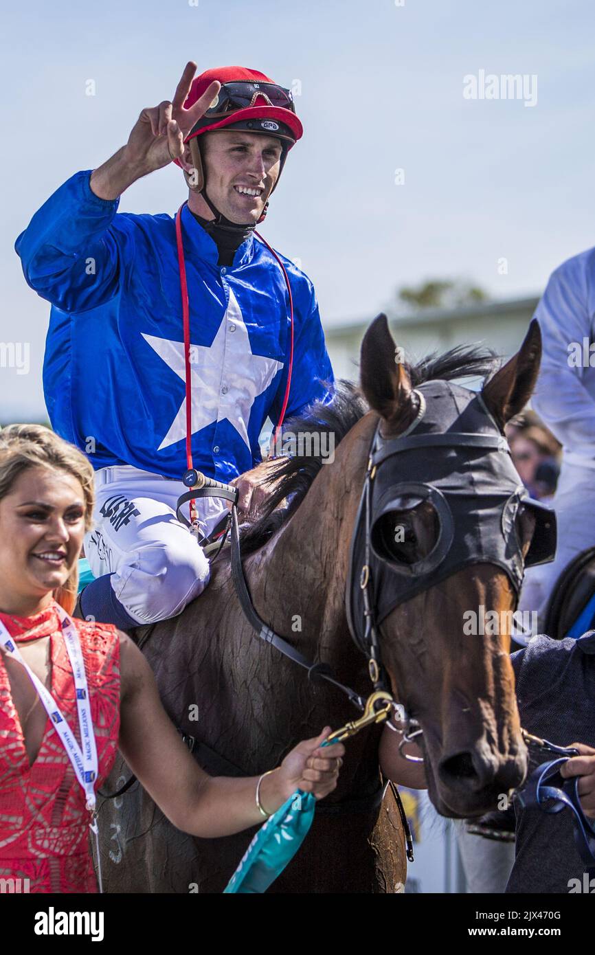 Jockey Tye Angland riding Flying Jess wins the 3YO Guineas at the Magic ...