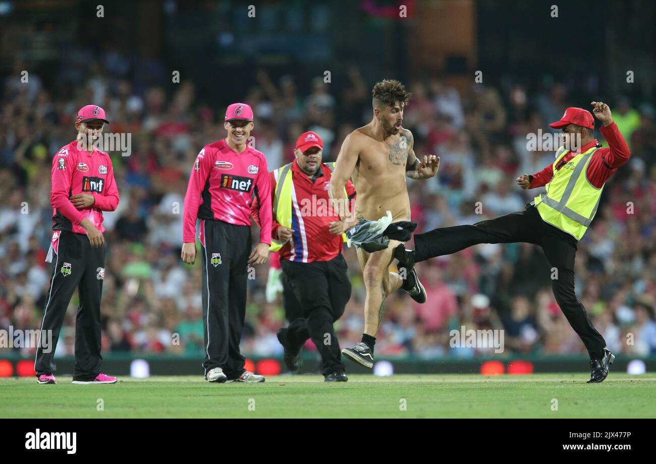 Two streakers invade the pitch during the BBL T20 match between the ...