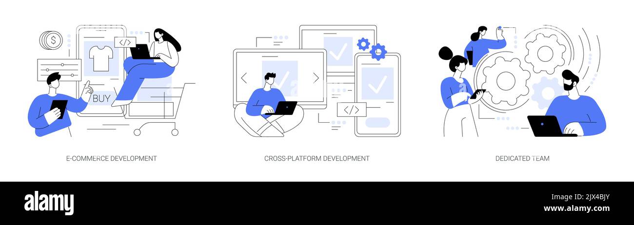 Remote developers team abstract concept vector illustrations Stock ...