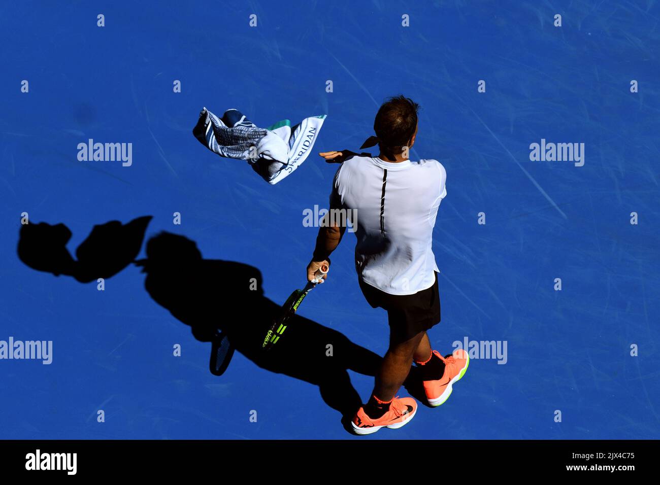 Rafael Nadal of Spain in action during the Mens Singles match against ...