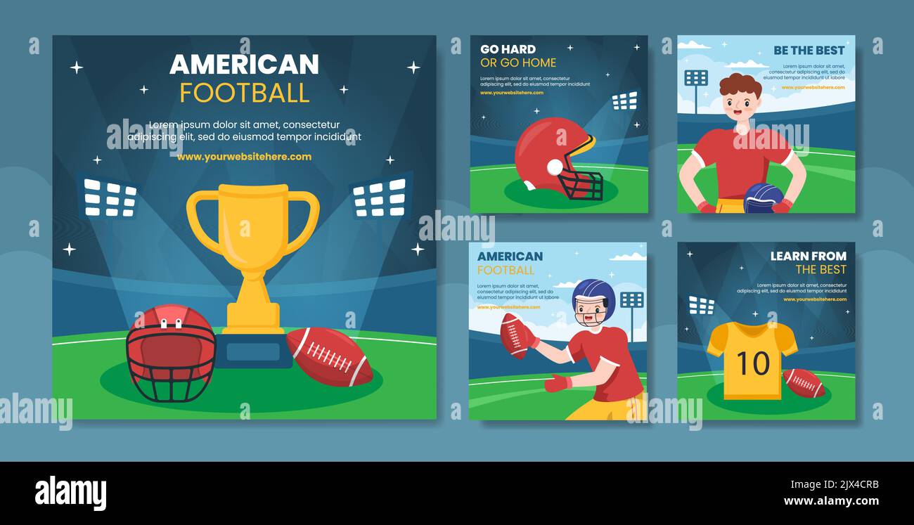 American Football Sports Player Social Media Post Template Hand Drawn ...