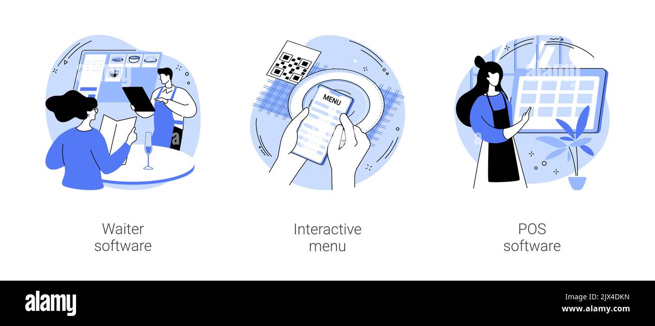 Restaurant software isolated cartoon vector illustrations se Stock ...