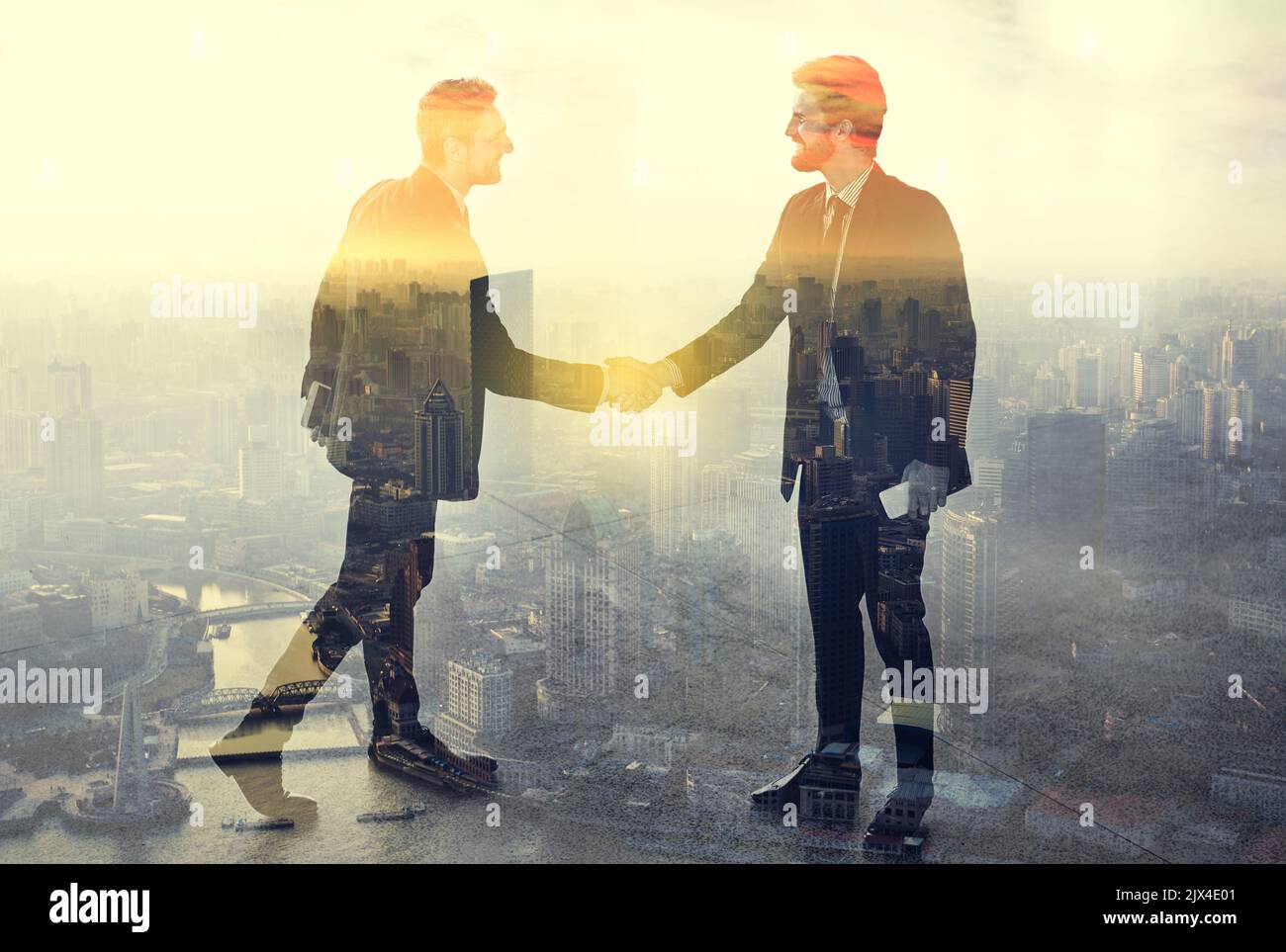 Together, we can rule this city. Multiple exposure shot of a two ...