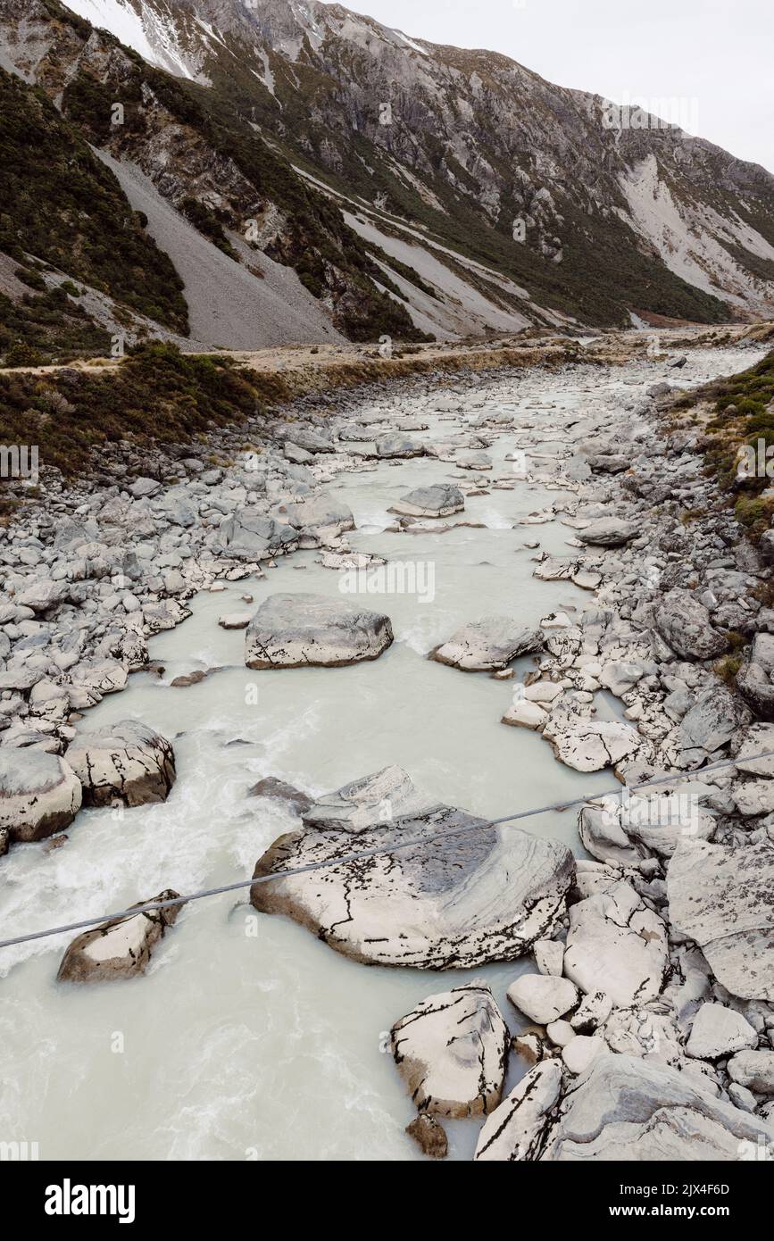 The iconic half day Hooker Valley Track hike at Mt Cook in New Zealand ...