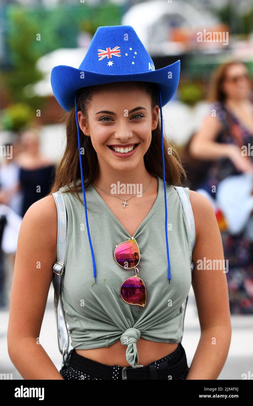 Tennis fan Emma Monaco arrives at Melbourne Park for Australia Day ...