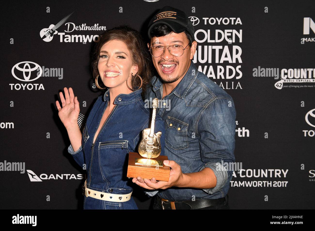 Fanny Lumsden and Dan Stanley-Freeman pose for a photograph after ...