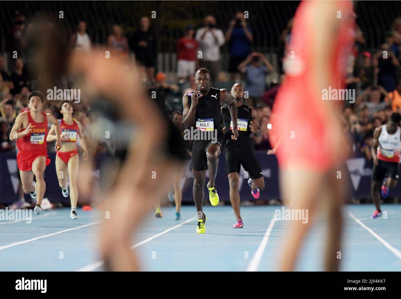 Jamaican sprinter Usain Bolt of the Bolt All-Stars runs during the ...