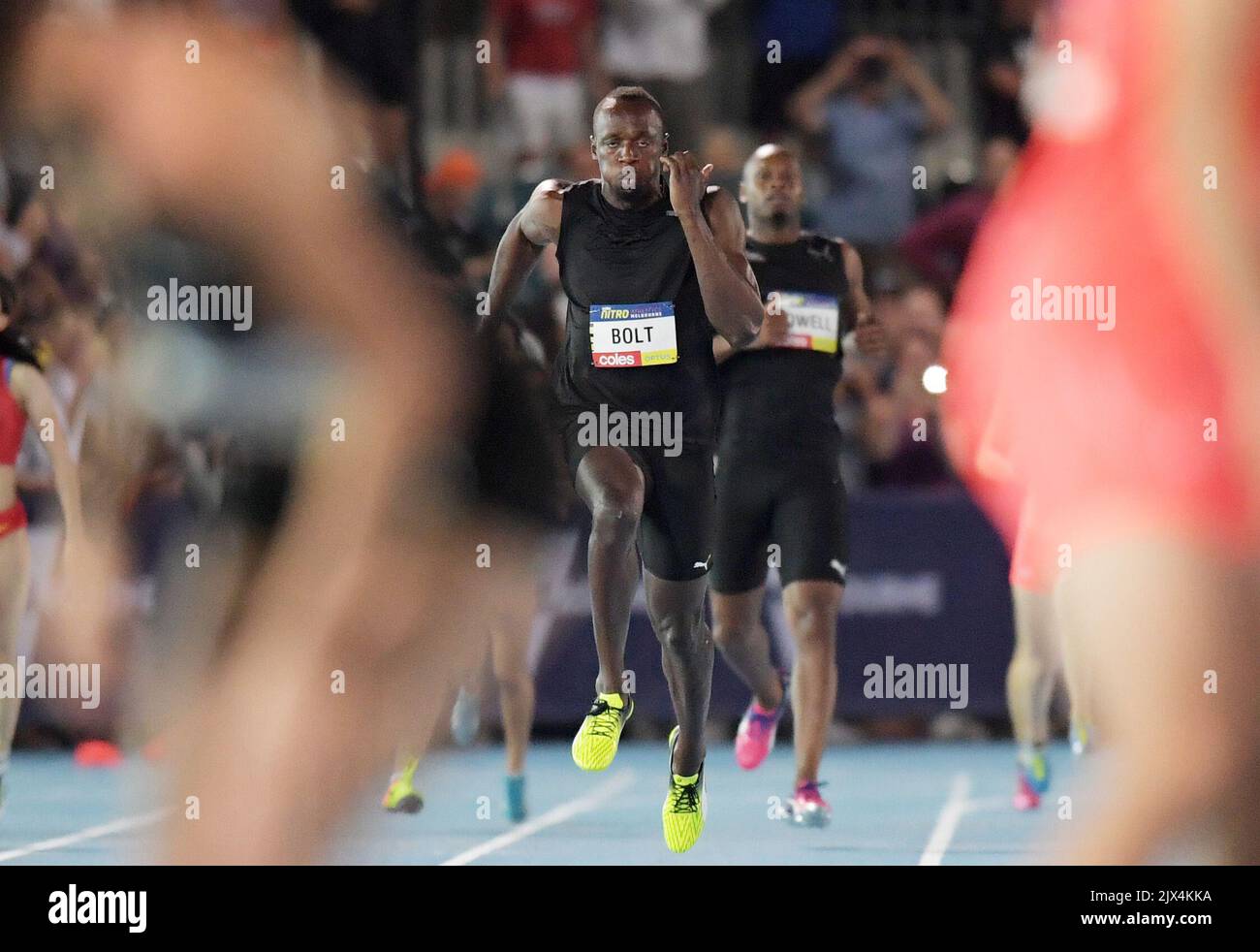 Jamaican sprinter Usain Bolt of the Bolt All-Stars runs during the ...