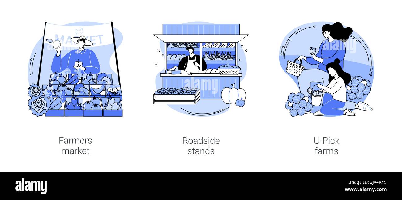 Selling farm products isolated cartoon vector illustrations se Stock ...