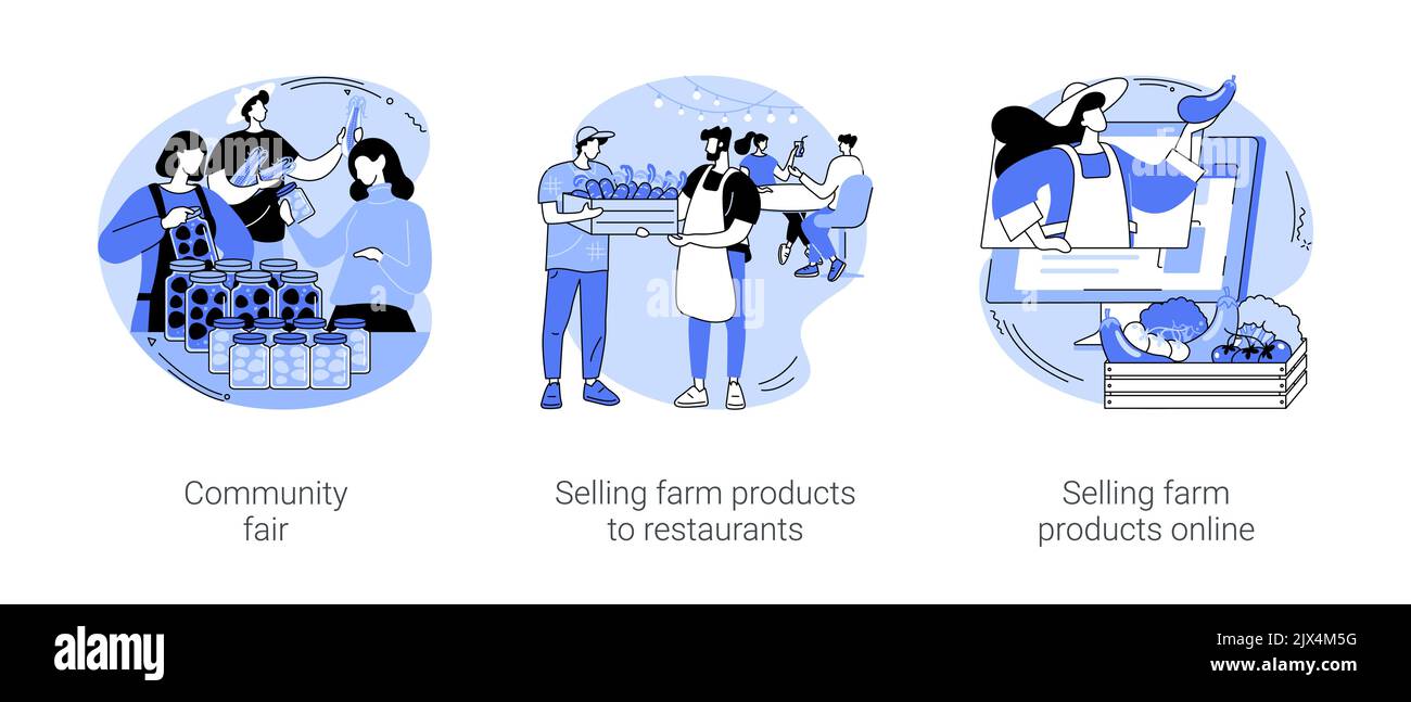 Farm products distribution isolated cartoon vector illustrations se ...