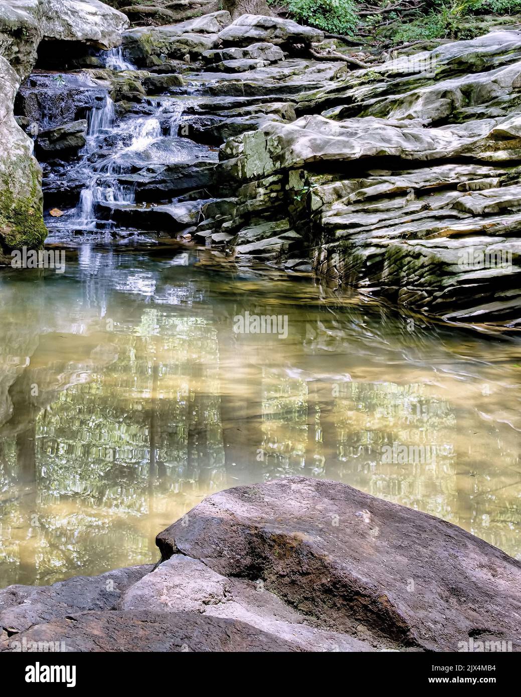 Waterfall and River at Moss Rock Preserve in Hoover, Near Birmingham ...