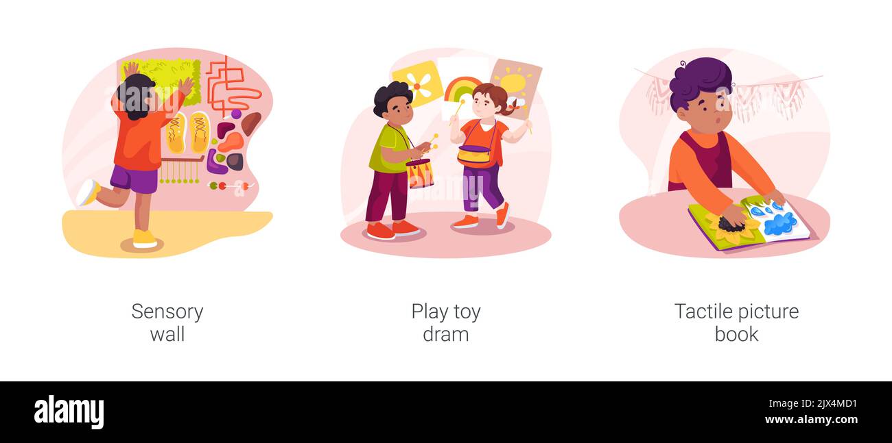 Children with autism sensory development isolated cartoon vector ...