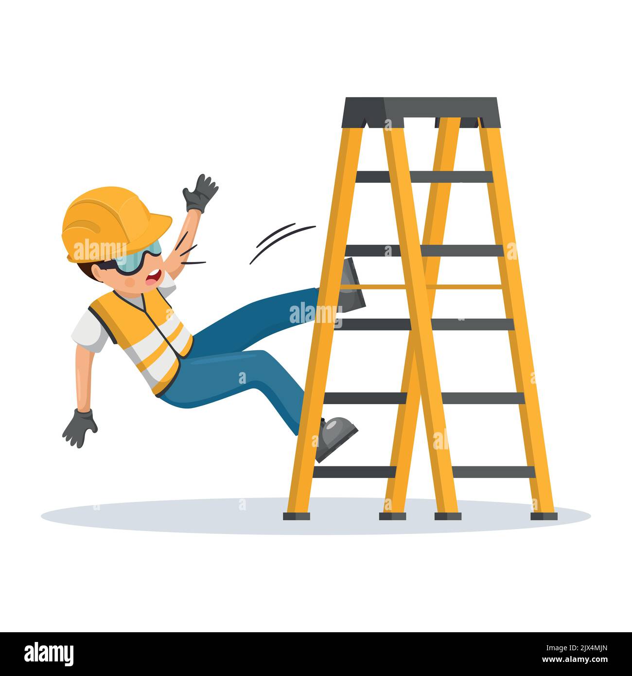 Worker has a fall from a ladder in an accident and workplace negligence ...