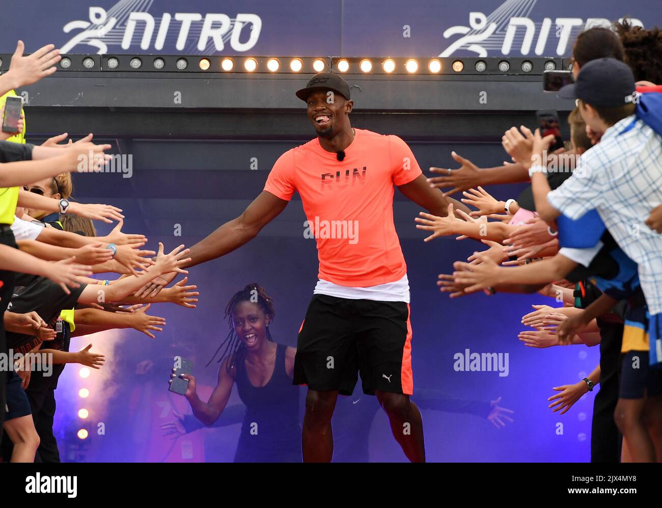 Jamaican sprinter Usain Bolt arrives at the NITRO Athletics series ...