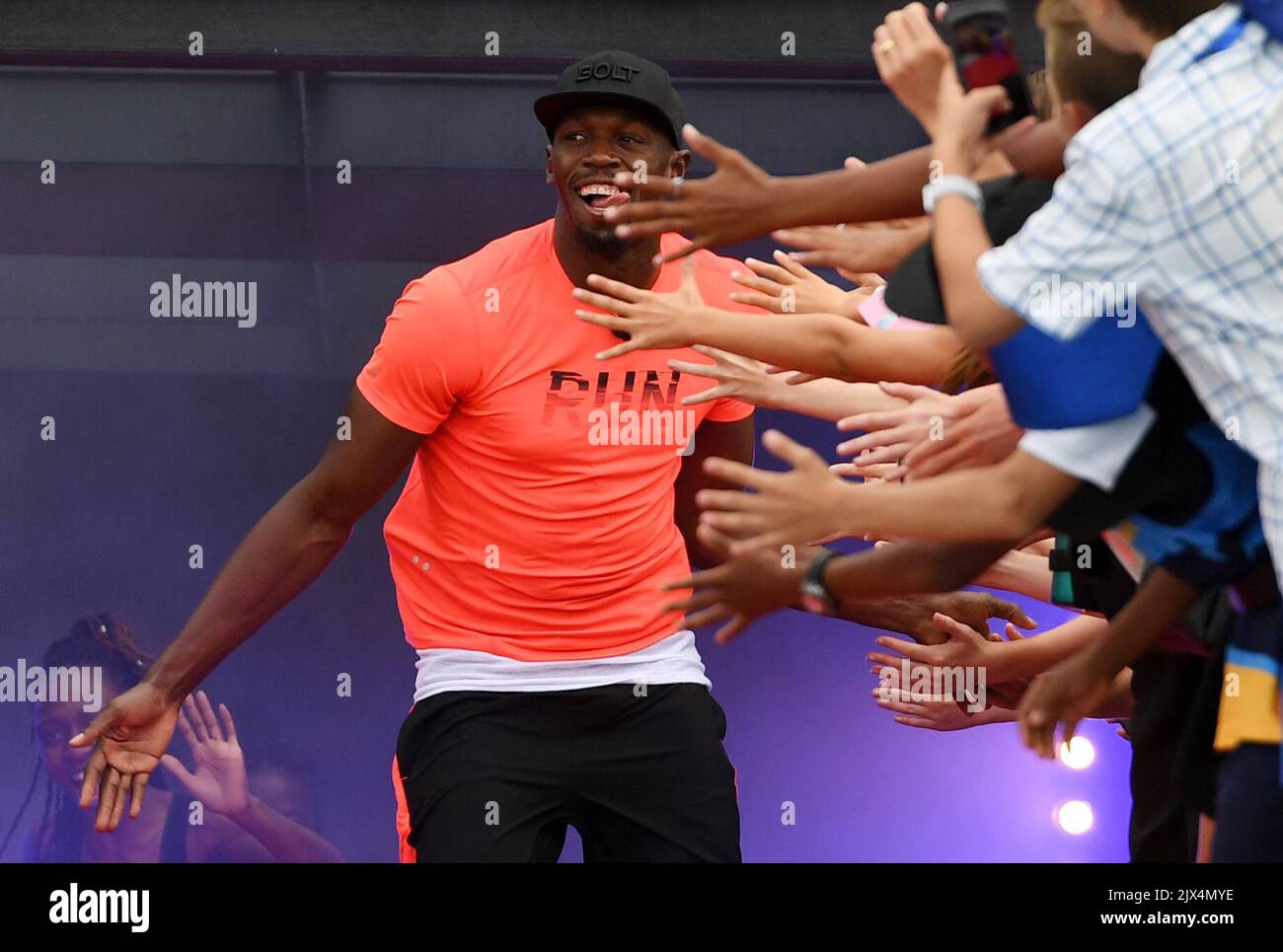 Jamaican sprinter Usain Bolt arrives at the NITRO Athletics series ...