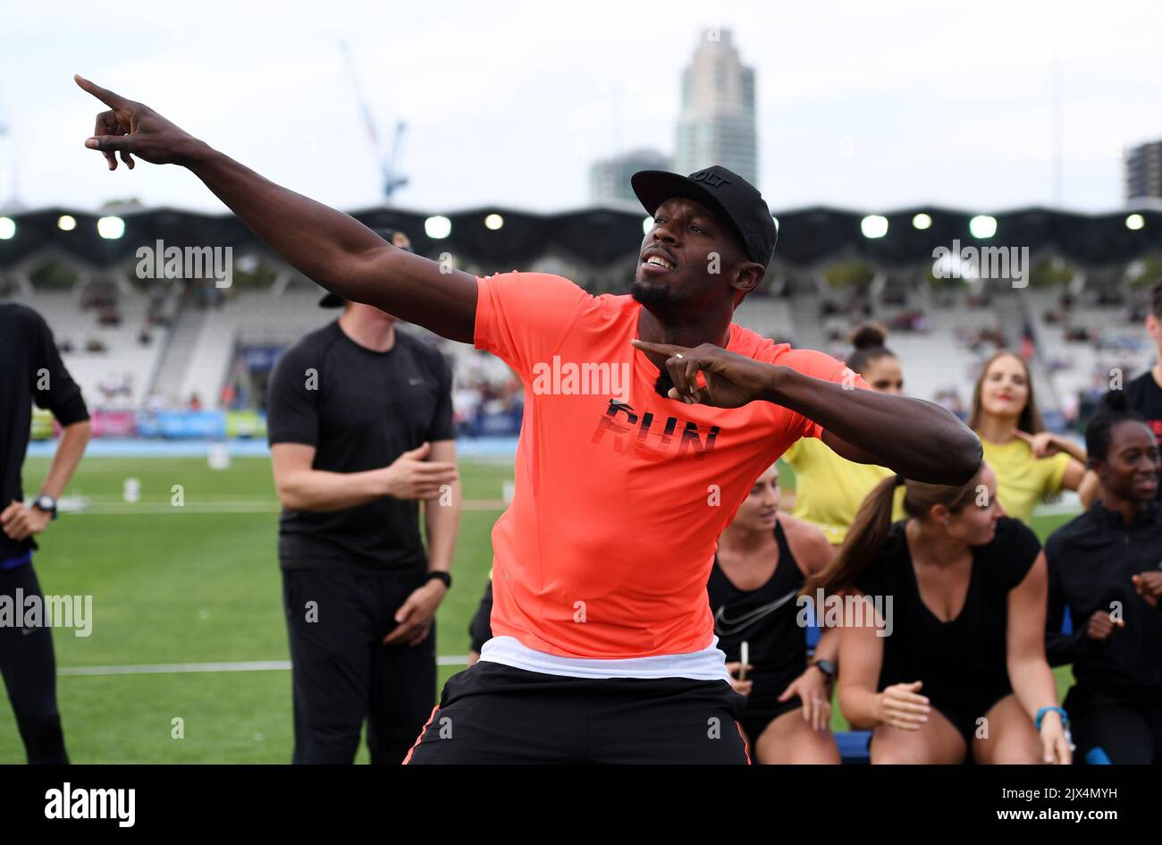 Jamaican sprinter Usain Bolt arrives at the NITRO Athletics series ...