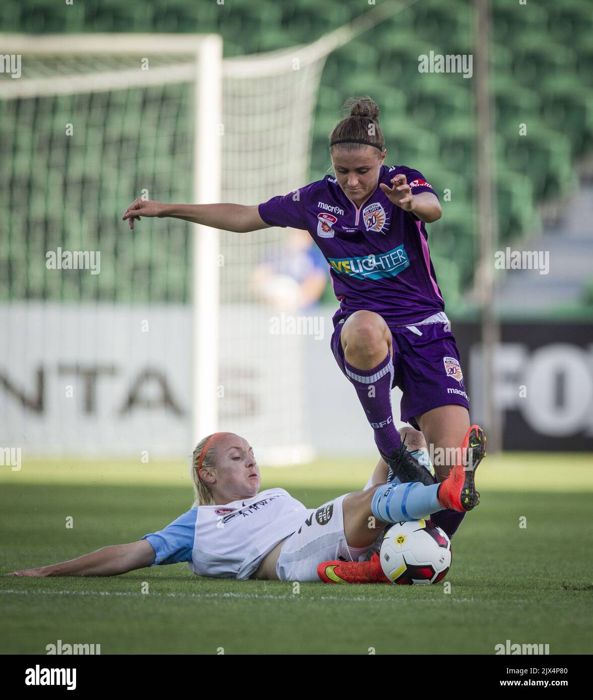 Natasha Rigby of the Perth Glory and Teigen Allen of Melbourne City ...