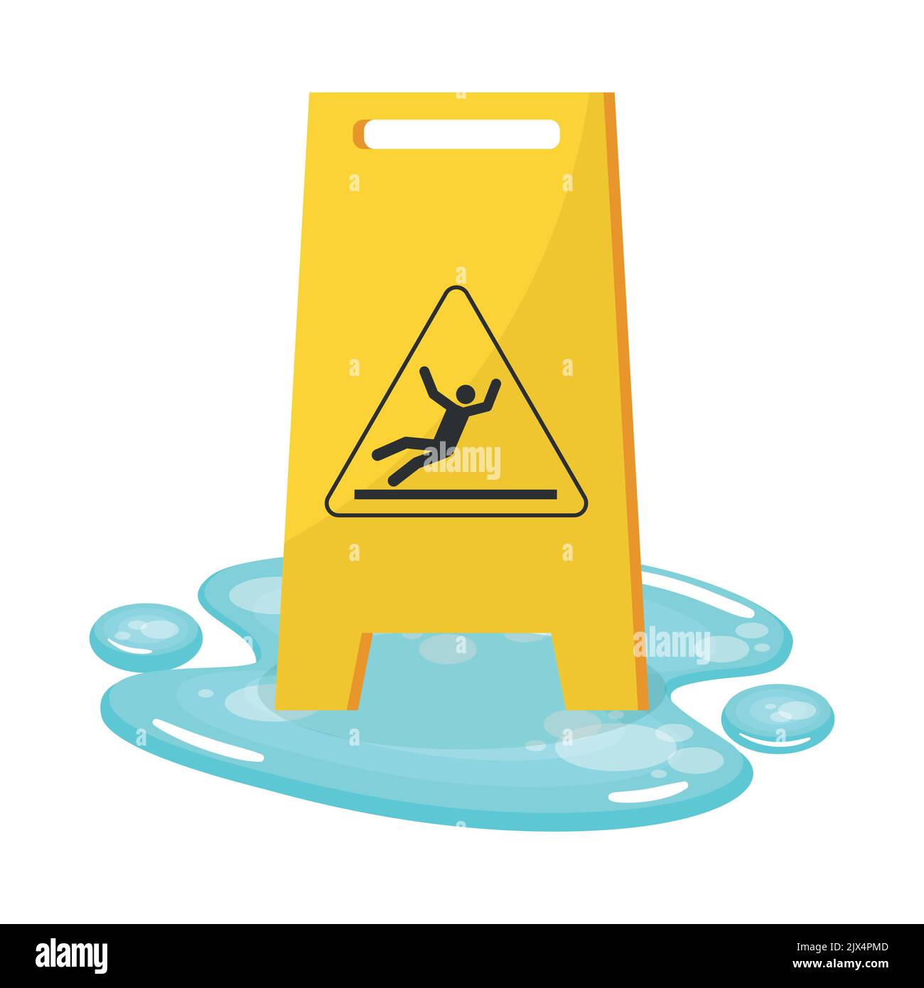 Wet floor warning sign to prevent falls and accidents. Industrial ...